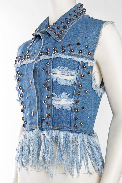 Chrome Studded Denim Vest at 1stDibs