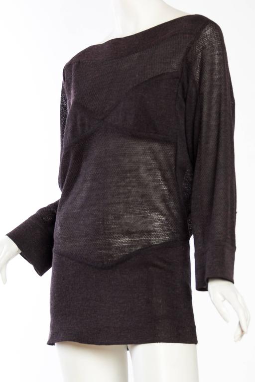 ALAIA Chocolate Brown Mohair, Linen and Viscose Knit Oversized Sheer ...