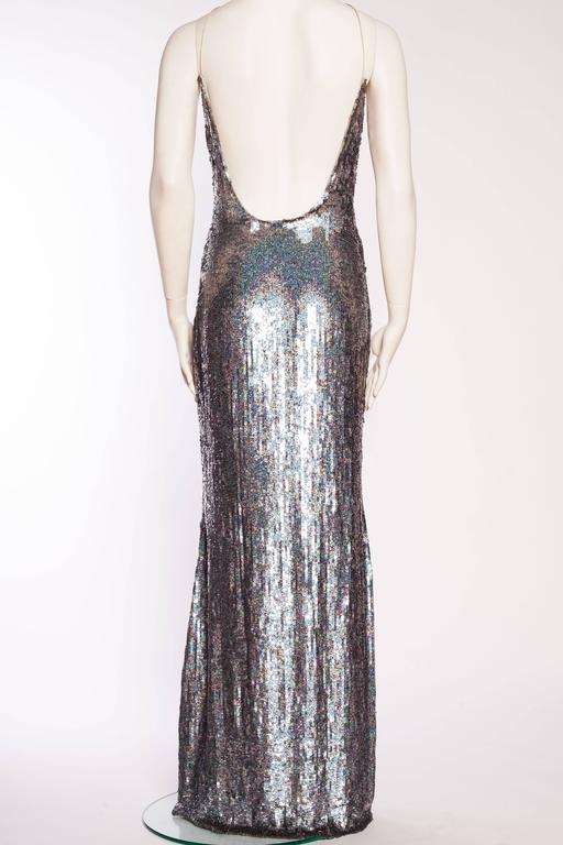 Badgley Mischka Silver sequin backless gown at 1stDibs | backless sequin gown, silver sequin gown