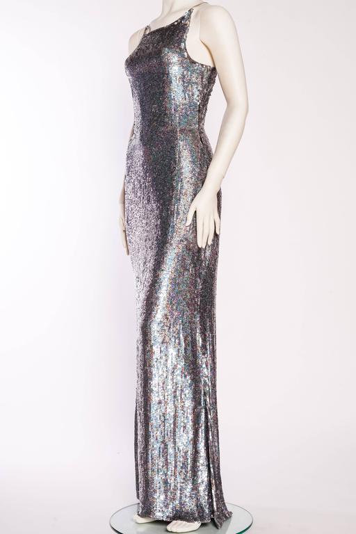 Badgley Mischka Silver sequin backless gown at 1stDibs | backless sequin gown, silver sequin gown