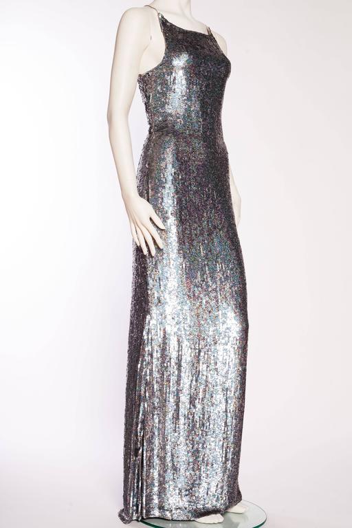 Badgley Mischka Silver sequin backless gown at 1stDibs | backless sequin gown, silver sequin gown