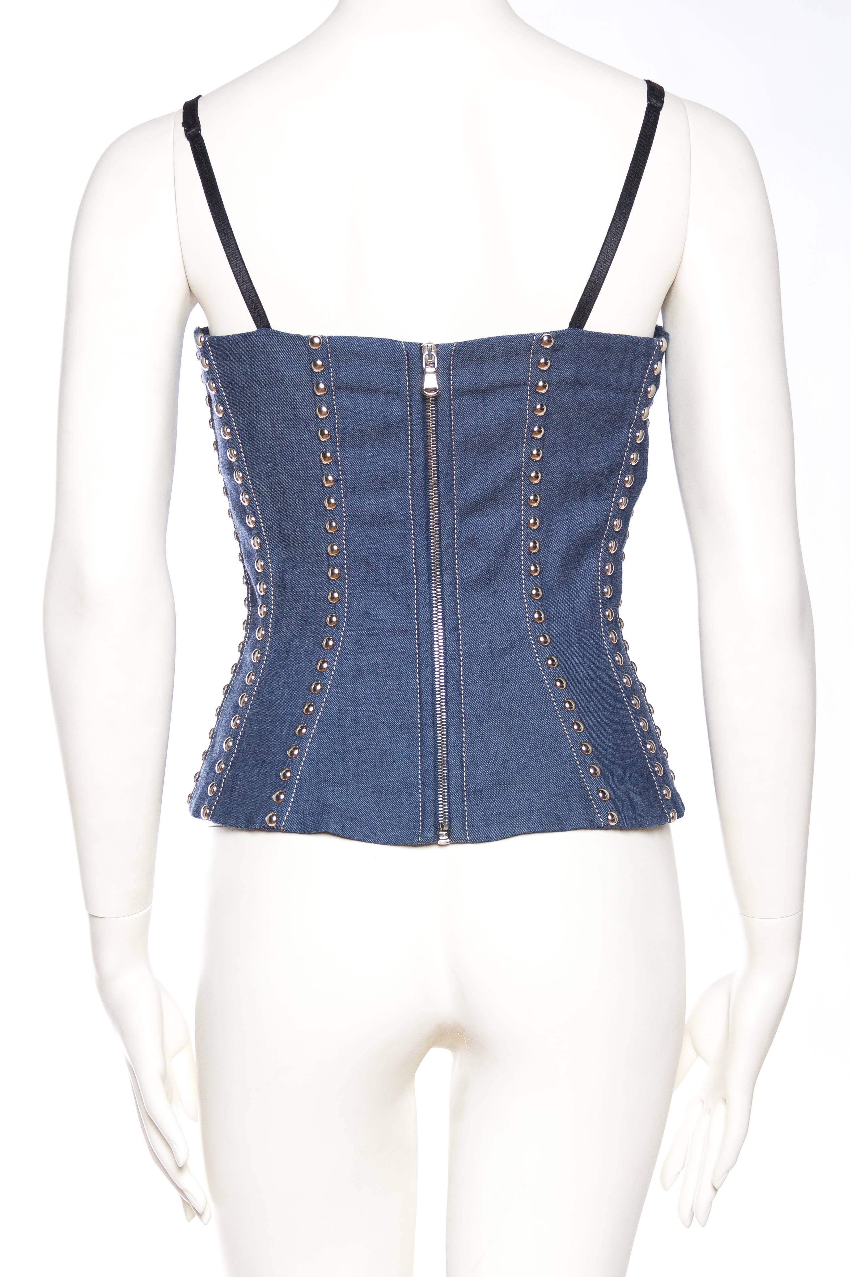Dolce and Gabbana Studded Denim Corset at 1stDibs