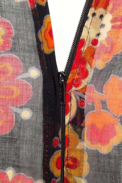 1960s/ 1970s Lee Bender Bus Stop Sheer Psycadellic Floral Dress at 1stDibs