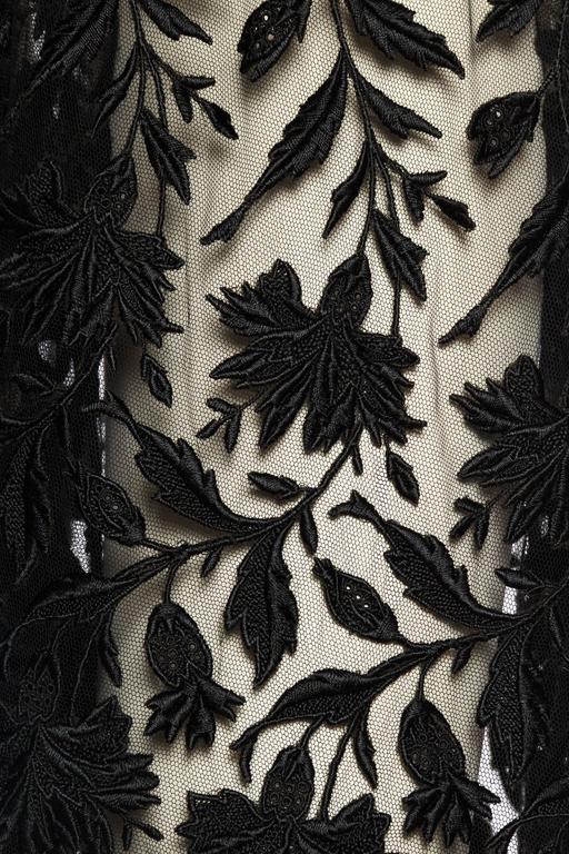 Sheer Victorian Lace Net Dress with Floral Embroidery at 1stDibs