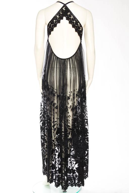 Sheer Victorian Lace Net Dress with Floral Embroidery at 1stDibs