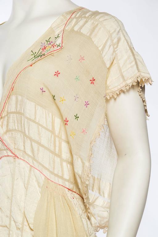 Beautiful Edwardian Silk Dress With Hand Embroidery at 1stDibs