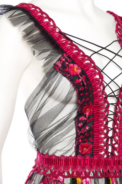 Bohemian Inspired Fully Embroidered Sheer Net Dress at 1stDibs
