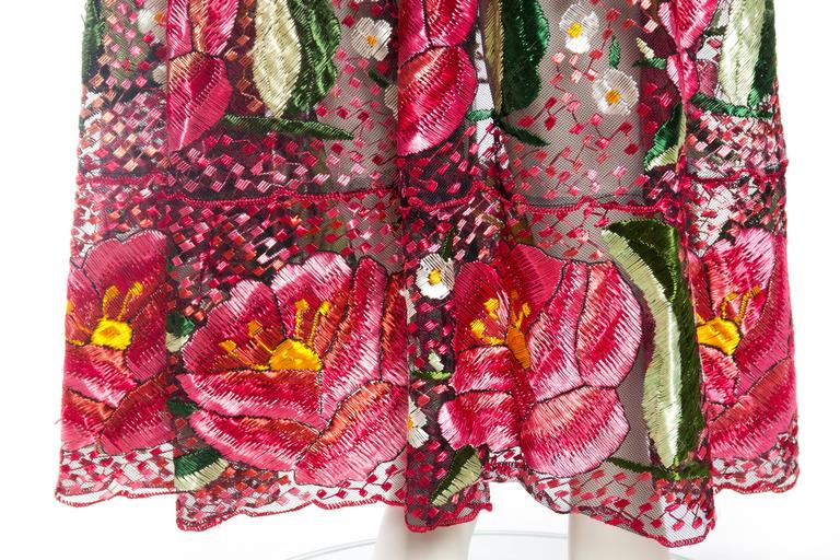 Bohemian Inspired Fully Embroidered Sheer Net Dress at 1stDibs