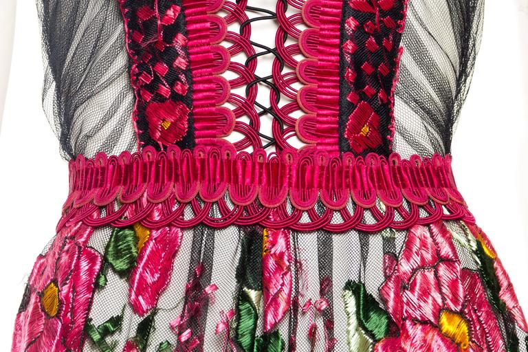 Bohemian Inspired Fully Embroidered Sheer Net Dress at 1stDibs
