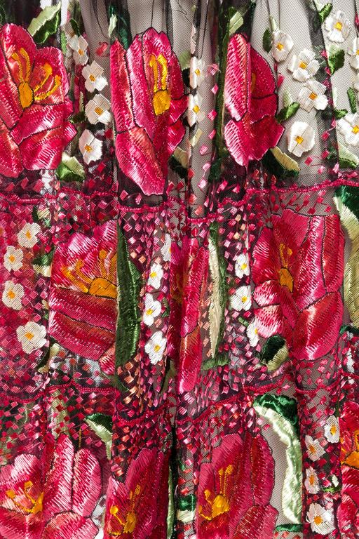 Bohemian Inspired Fully Embroidered Sheer Net Dress at 1stDibs