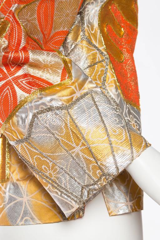 1960S Gold and Orange Silk Hand Painted Embroidered Chinese Mandarin ...
