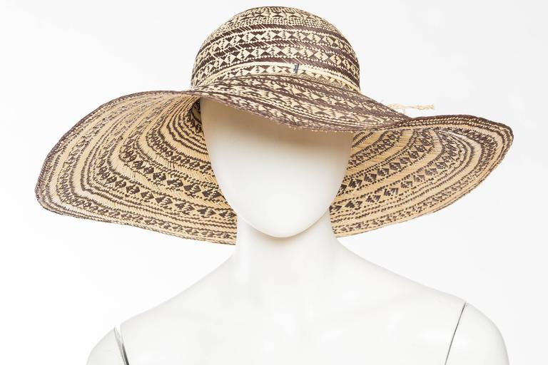 Handwoven Wide Brimmed Straw Picture Hat at 1stDibs