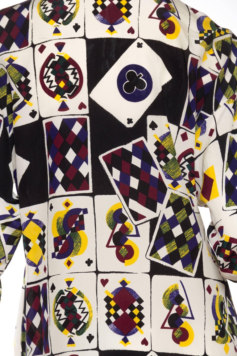 1980S GIANNI VERSACE Printed Silk Playing Card Shirt Sz 42 For Sale at ...