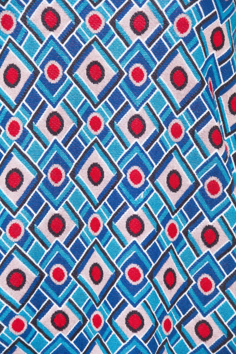 1970S BALENCIAGA Blue Rayon and Silk Geometric Knit Top Sz 40 For Sale ...