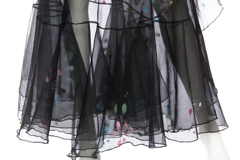 Hand-Painted Sheer Silk Organza Wrap Dress at 1stDibs