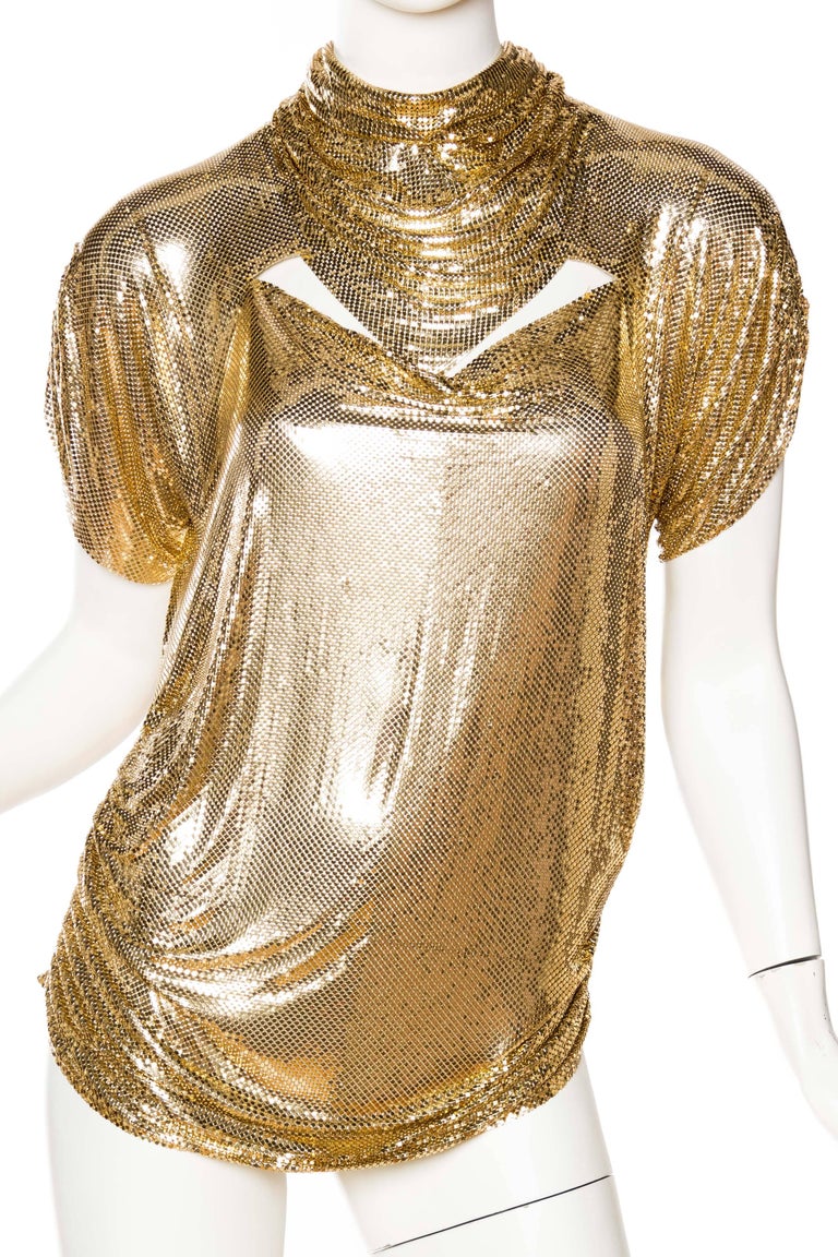 1980S WHITING and DAVIS Metal Gold Mesh Blouse Top at 1stDibs | whiting ...