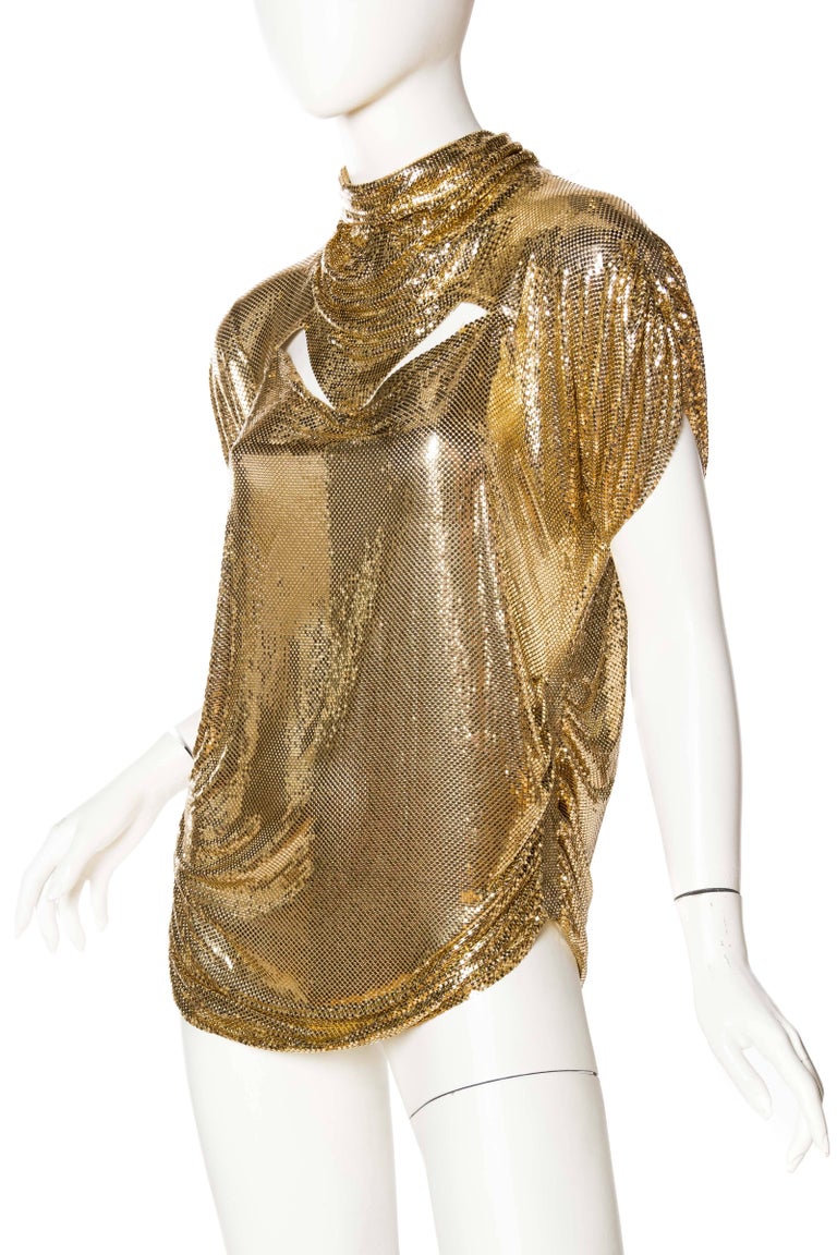 1980S WHITING and DAVIS Metal Gold Mesh Blouse Top at 1stDibs | whiting ...