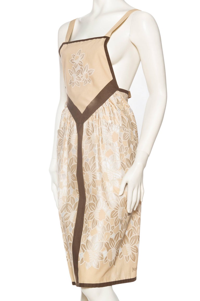 1970S YVES SAINT LAURENT Poly/Cotton Floral Print Pinafore Apron Style ...