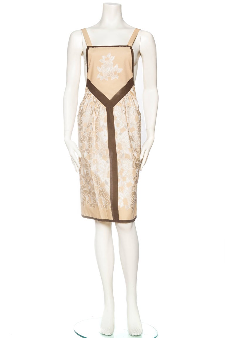 1970S YVES SAINT LAURENT Poly/Cotton Floral Print Pinafore Apron Style ...
