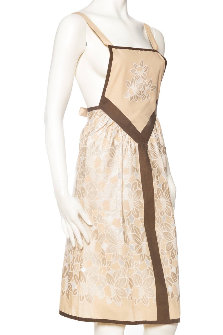 1970S YVES SAINT LAURENT Poly/Cotton Floral Print Pinafore Apron Style ...
