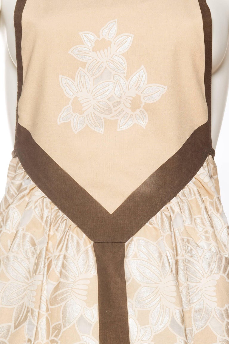 1970S YVES SAINT LAURENT Poly/Cotton Floral Print Pinafore Apron Style ...