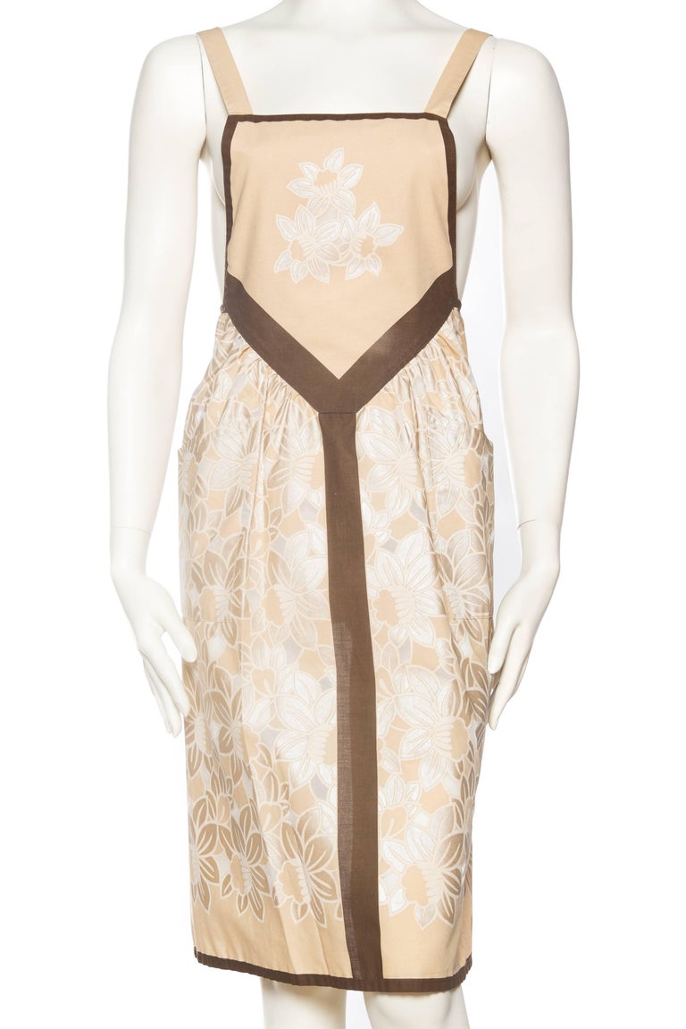 1970S YVES SAINT LAURENT Poly/Cotton Floral Print Pinafore Apron Style ...