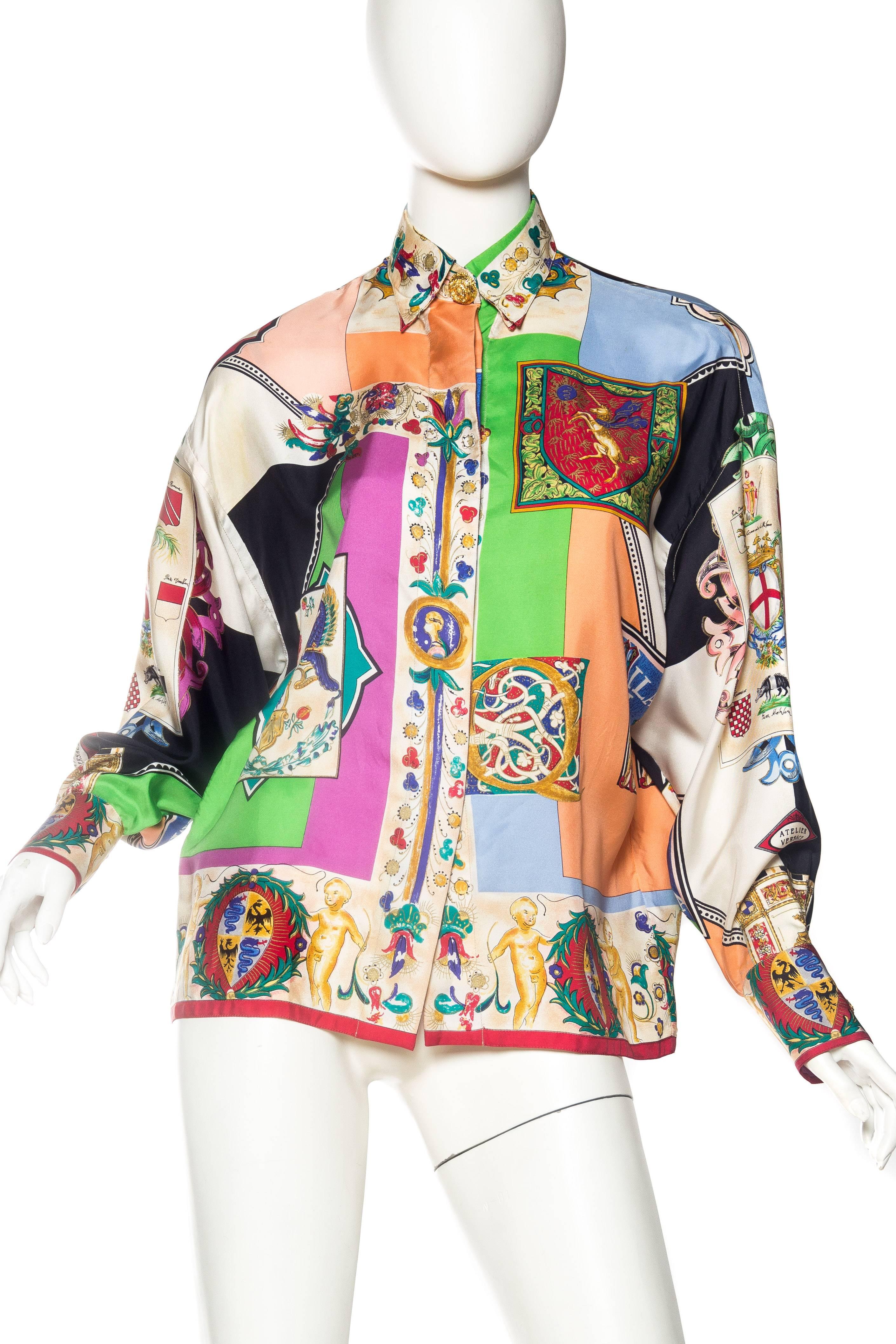 1990s Gianni Versace Atelier Silk Blouse at 1stDibs