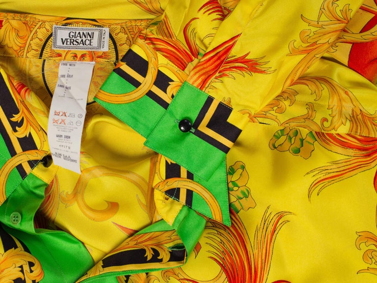 Versace Yellow Baroque Sun Silk Shirt at 1stDibs | versace yellow shirt