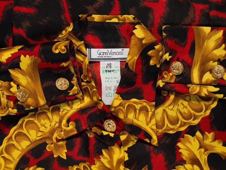 1990S GIANNI VERSACE Red Leopard Baroque Silk Shirt at 1stDibs ...
