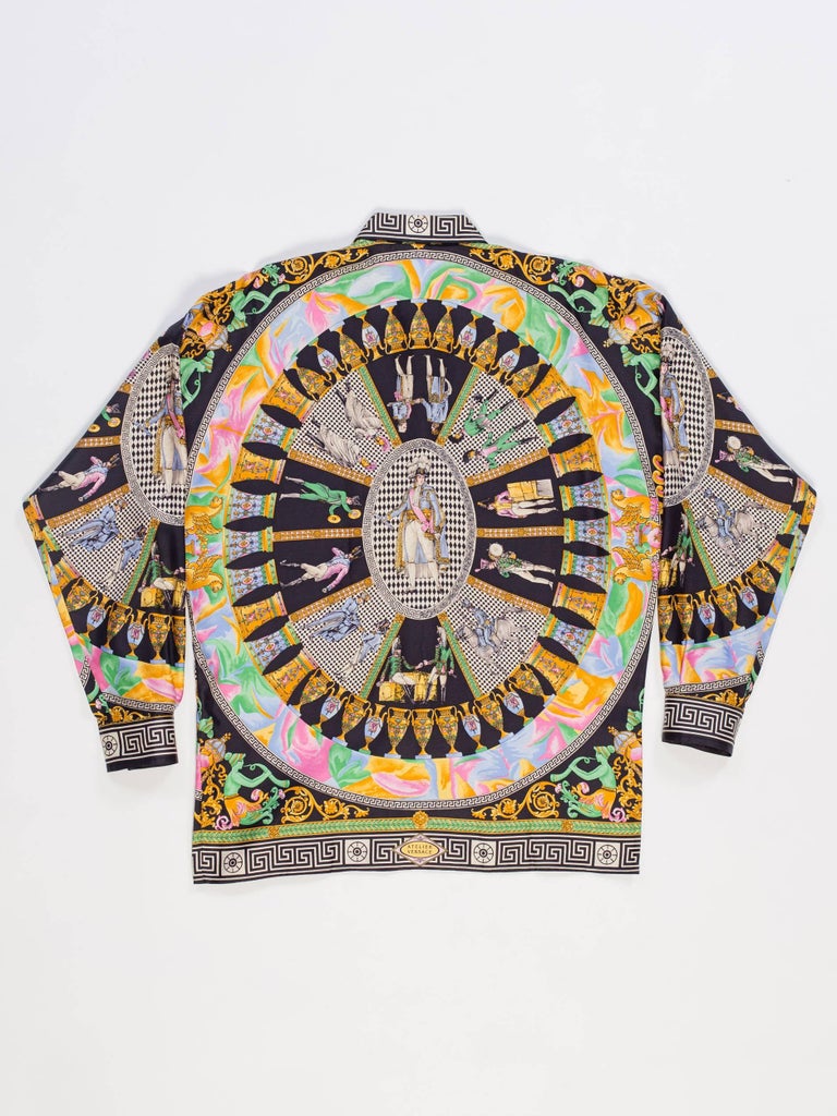 1990s Gianni Versace Neoclassical Greek Key Napoleonic Dandy Print Silk ...