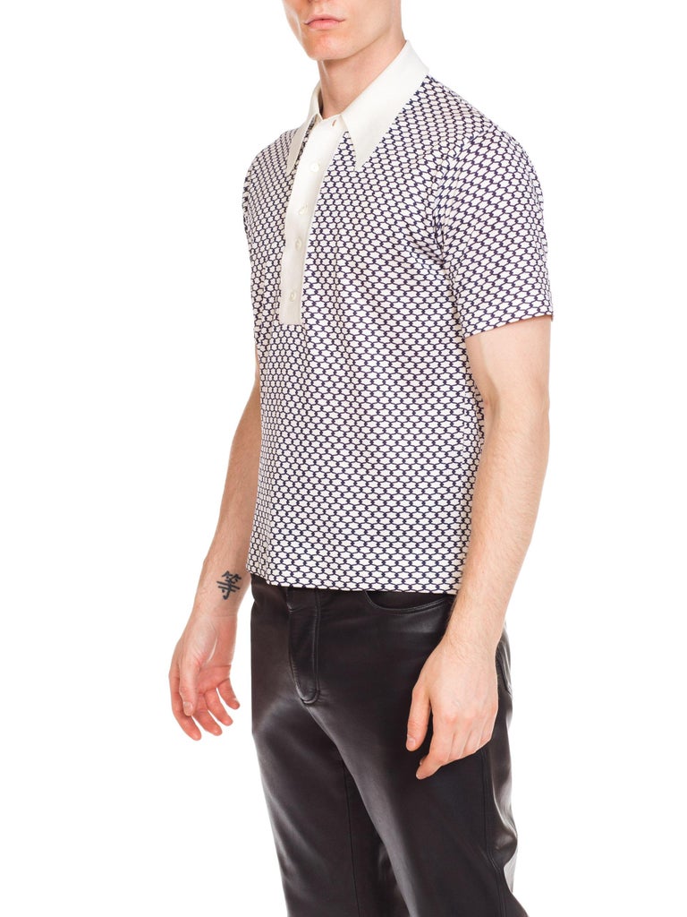 1960s Mens' Rat-Pack Knit Shirt With Small Gucci Style Print at 1stDibs ...