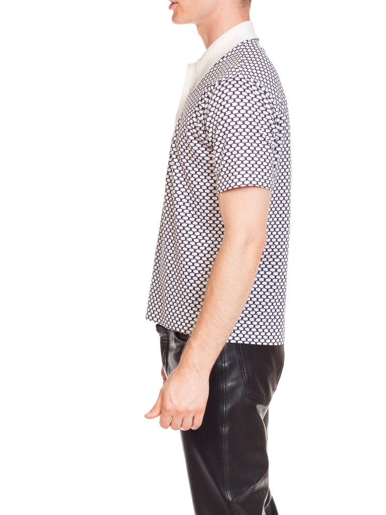 1960s Mens' Rat-Pack Knit Shirt With Small Gucci Style Print at 1stDibs ...