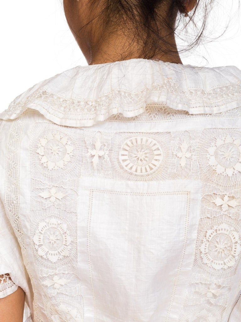 Handmade Lace and Linen Victorian Lace Top at 1stDibs
