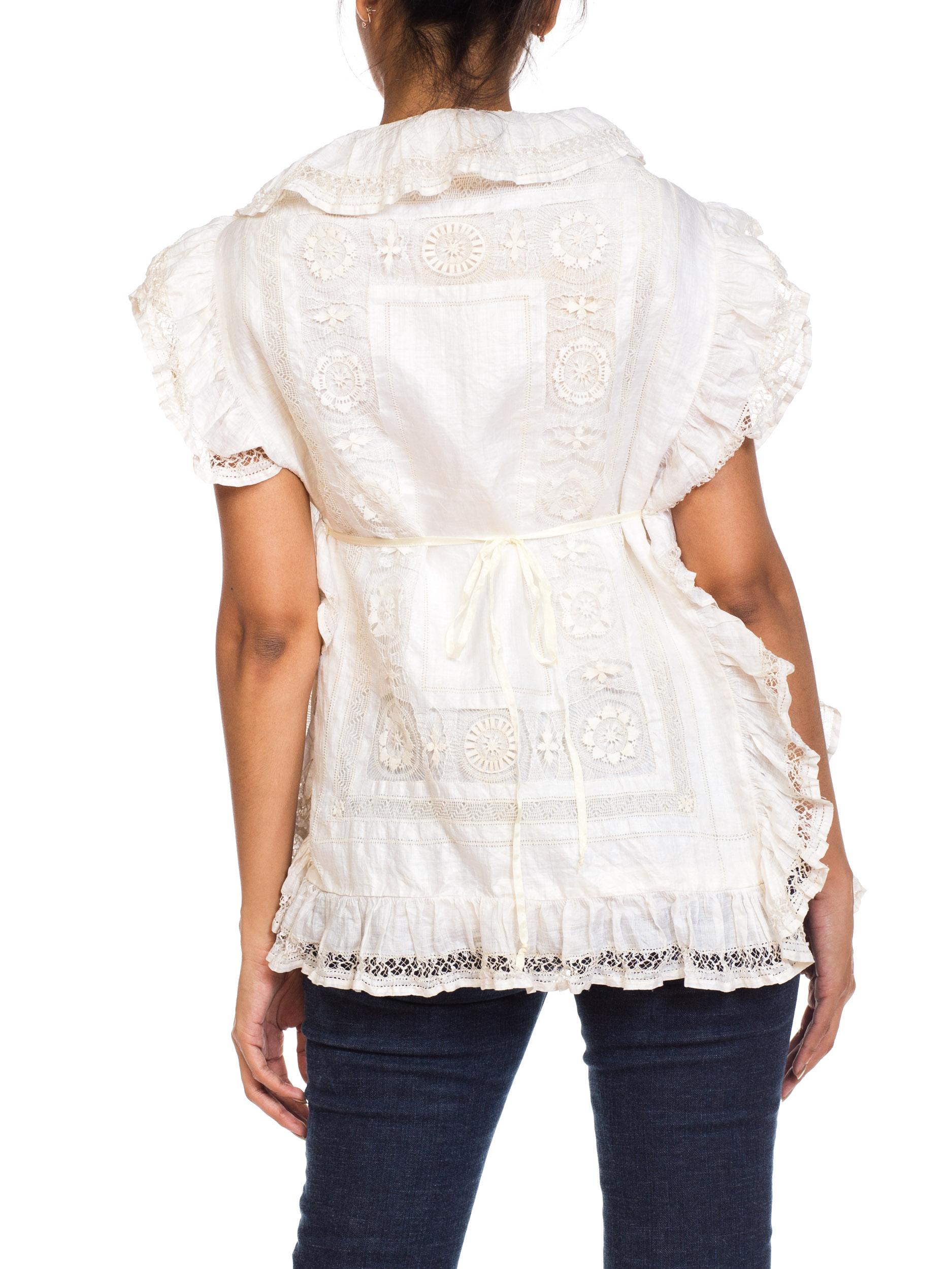Handmade Lace and Linen Victorian Lace Top at 1stDibs