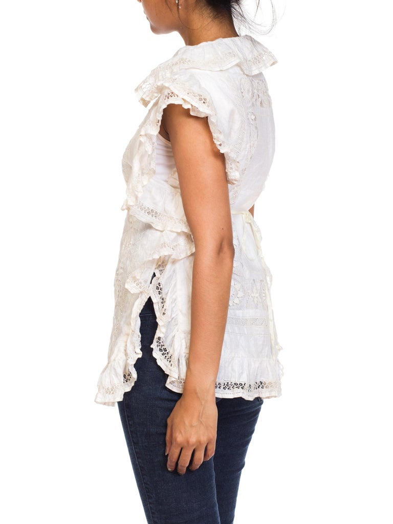 Handmade Lace and Linen Victorian Lace Top at 1stDibs