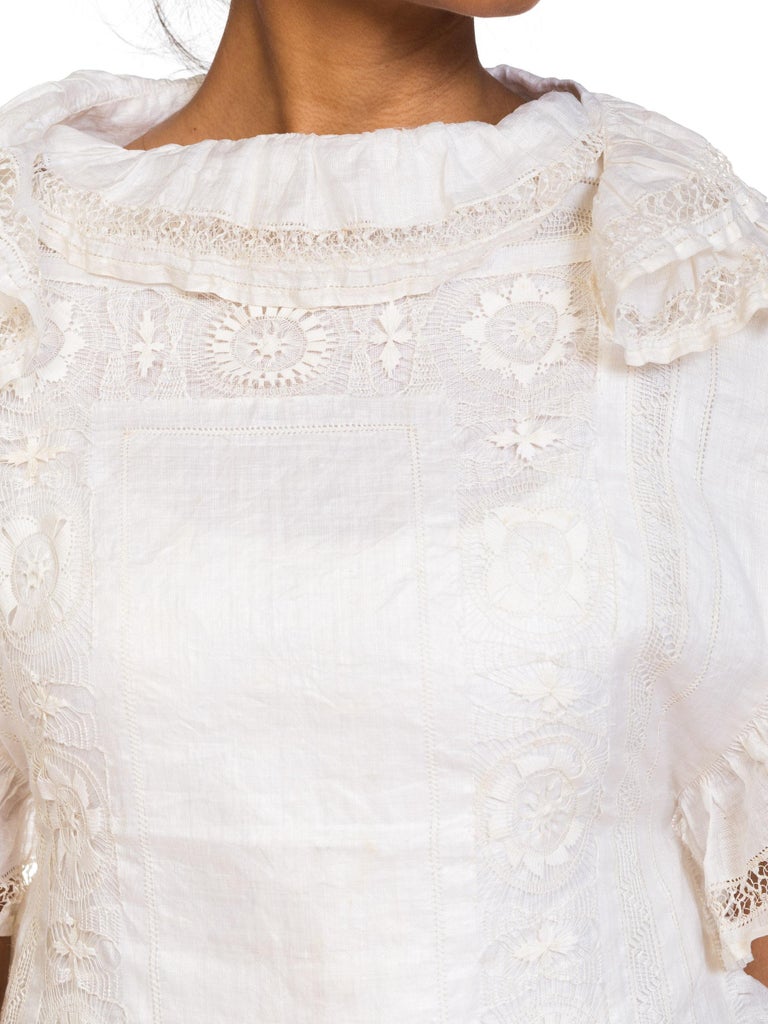 Handmade Lace and Linen Victorian Lace Top at 1stdibs