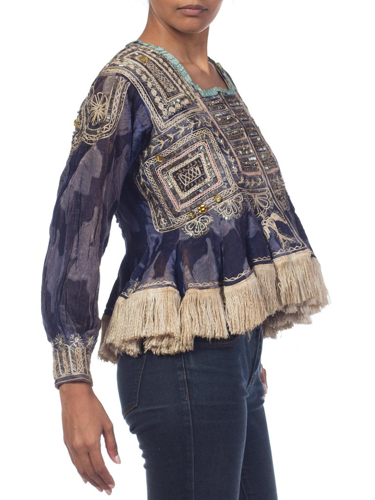 Antique Bohemian Beaded and Embroidered Silk Velvet Jacket For Sale at ...