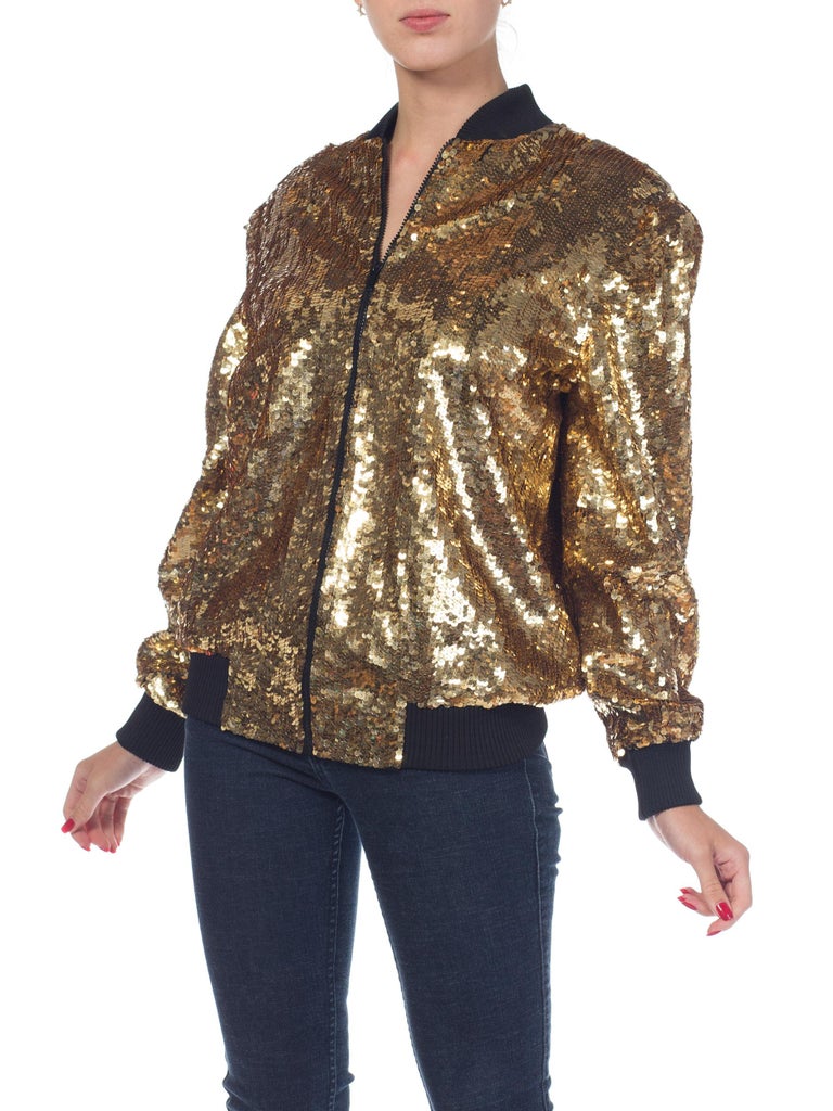 1980s Gold Sequined Bomber Jacket at 1stDibs
