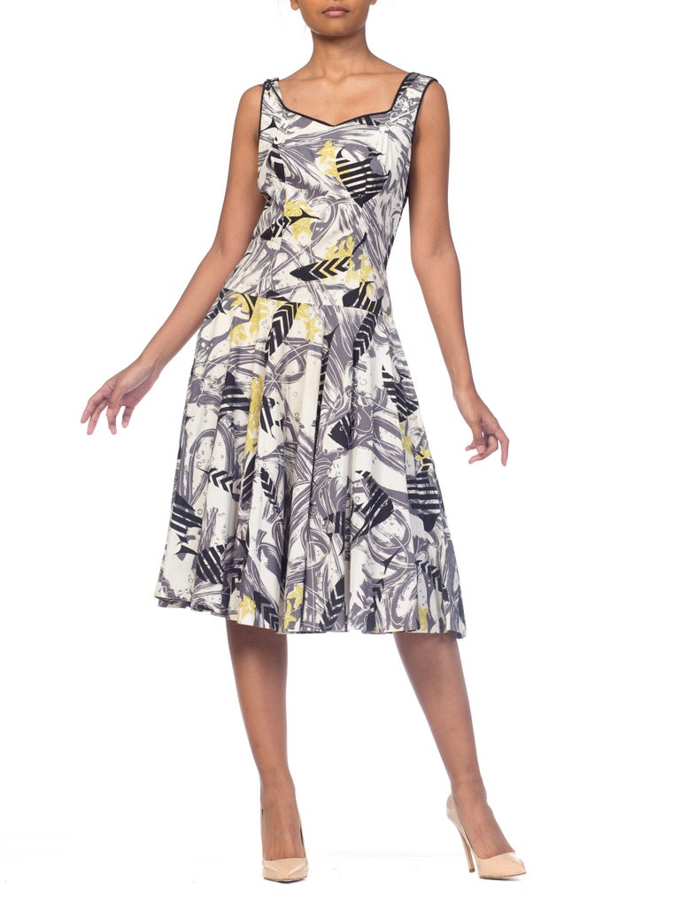 1950S DE JOHNSON Cotton Tropical Fish and Mermaid Printed Dress For ...