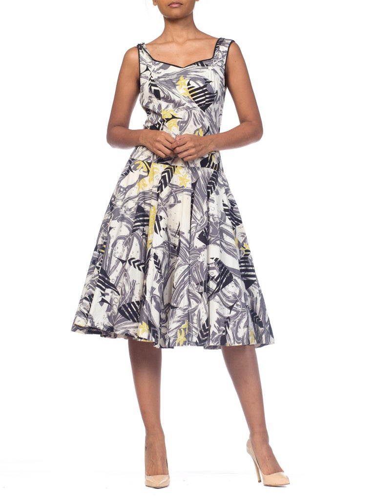 1950S DE JOHNSON Cotton Tropical Fish and Mermaid Printed Dress For ...