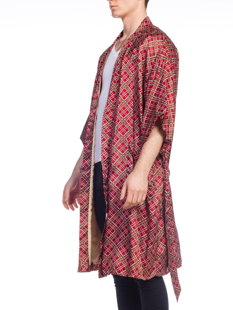 Mens Silky Plaid Robe 1960 at 1stDibs