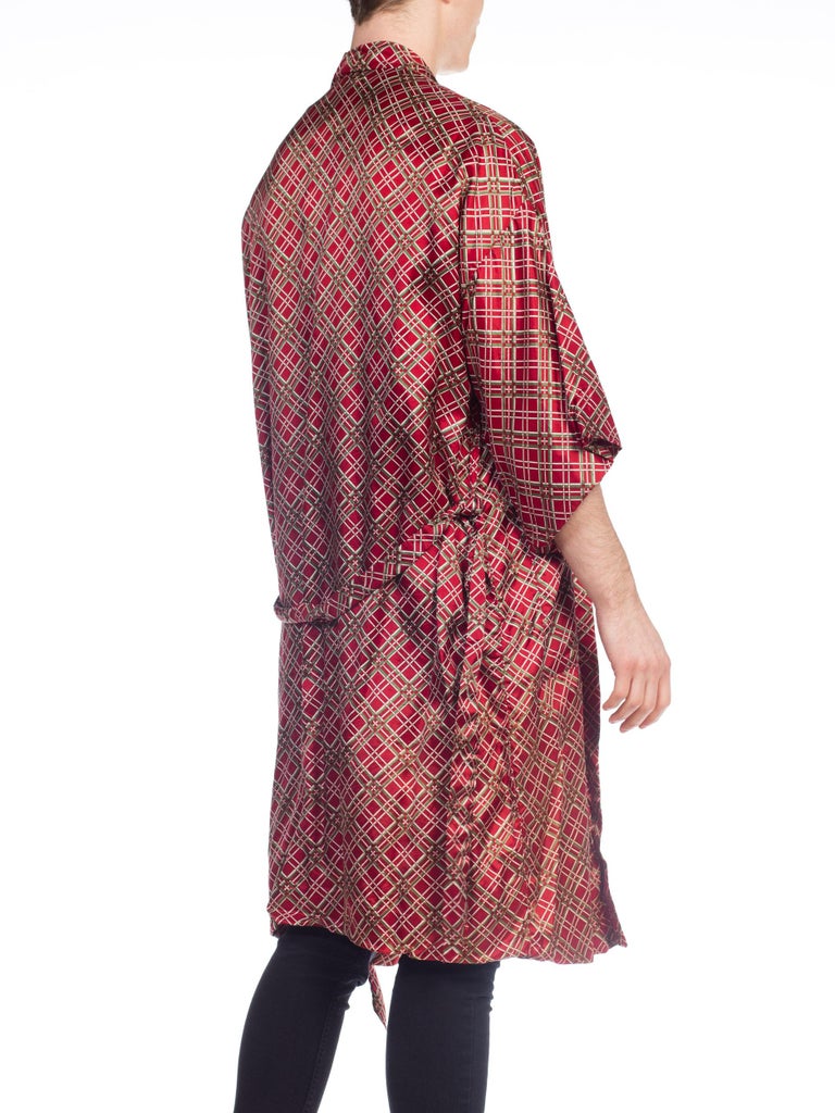 Mens Silky Plaid Robe 1960 at 1stDibs