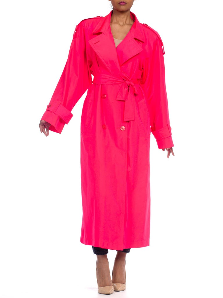 Neon Pink Salmon Rain Trench Coat at 1stDibs | trench salmon