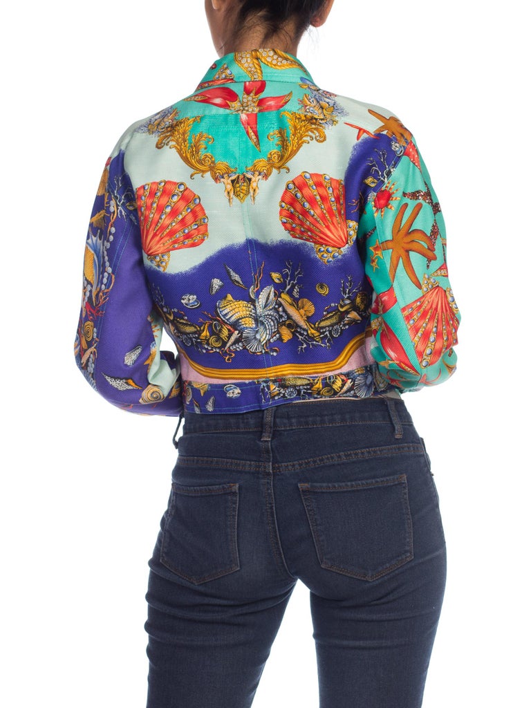 1990s Versace Sea Shell Print Silk Cropped Jacket at 1stDibs