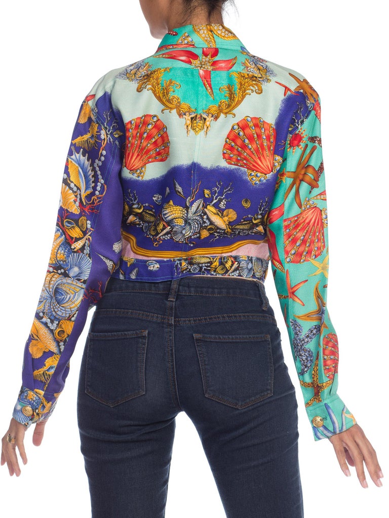 1990s Versace Sea Shell Print Silk Cropped Jacket at 1stDibs