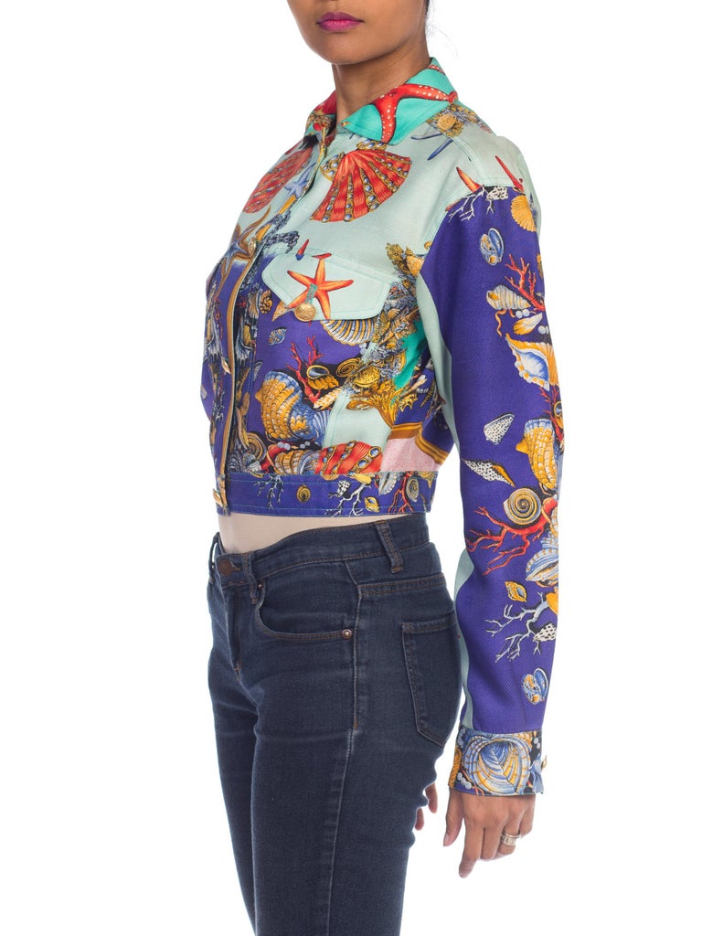 1990s Versace Sea Shell Print Silk Cropped Jacket at 1stDibs