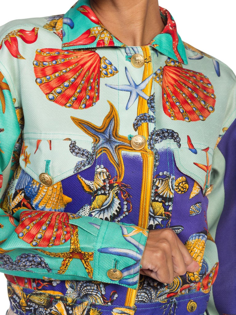 1990s Versace Sea Shell Print Silk Cropped Jacket at 1stDibs