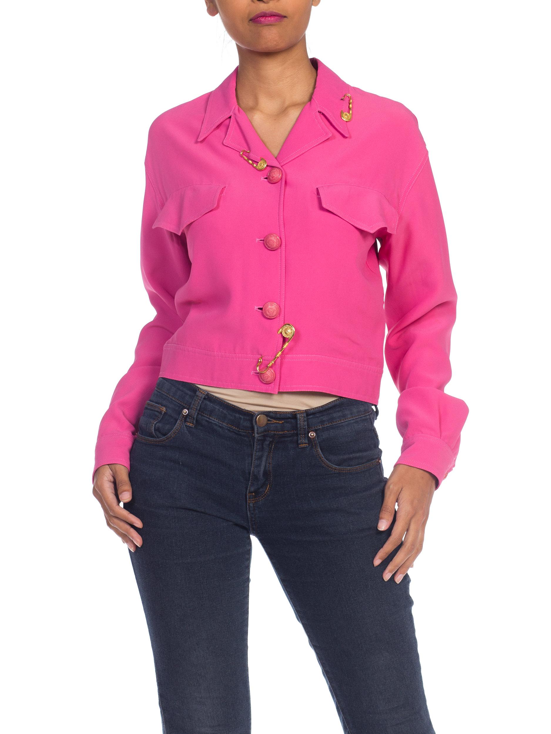 1990s Gianni Versace Hot Pink Punk Safety Pin Collection Jacket at ...
