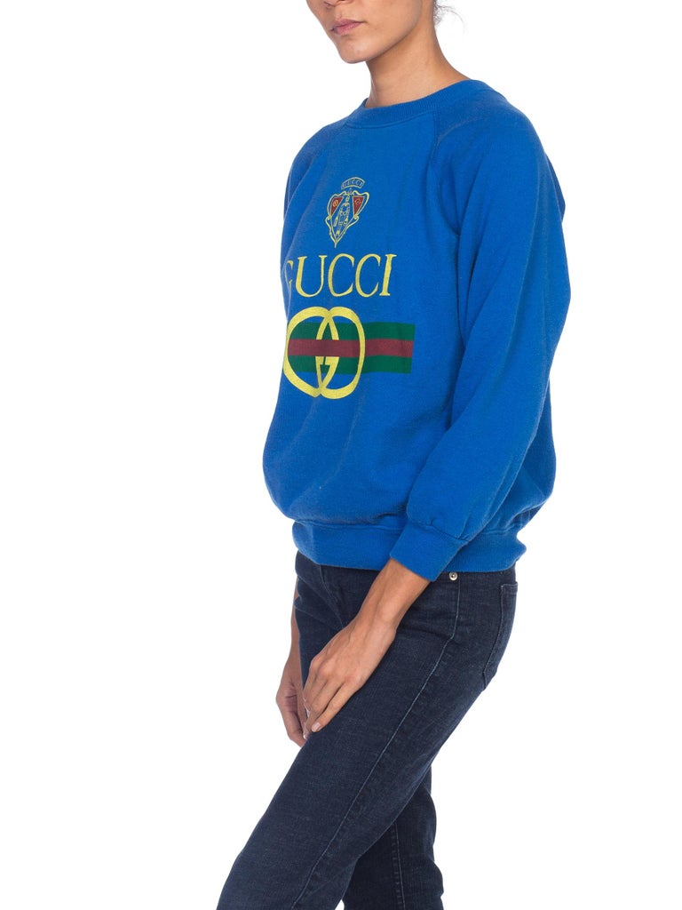 1980s Blue Bootleg Gucci Sweatshirt at 1stDibs