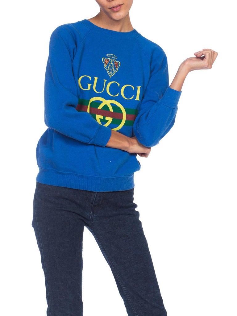 1980s Blue Bootleg Gucci Sweatshirt at 1stDibs